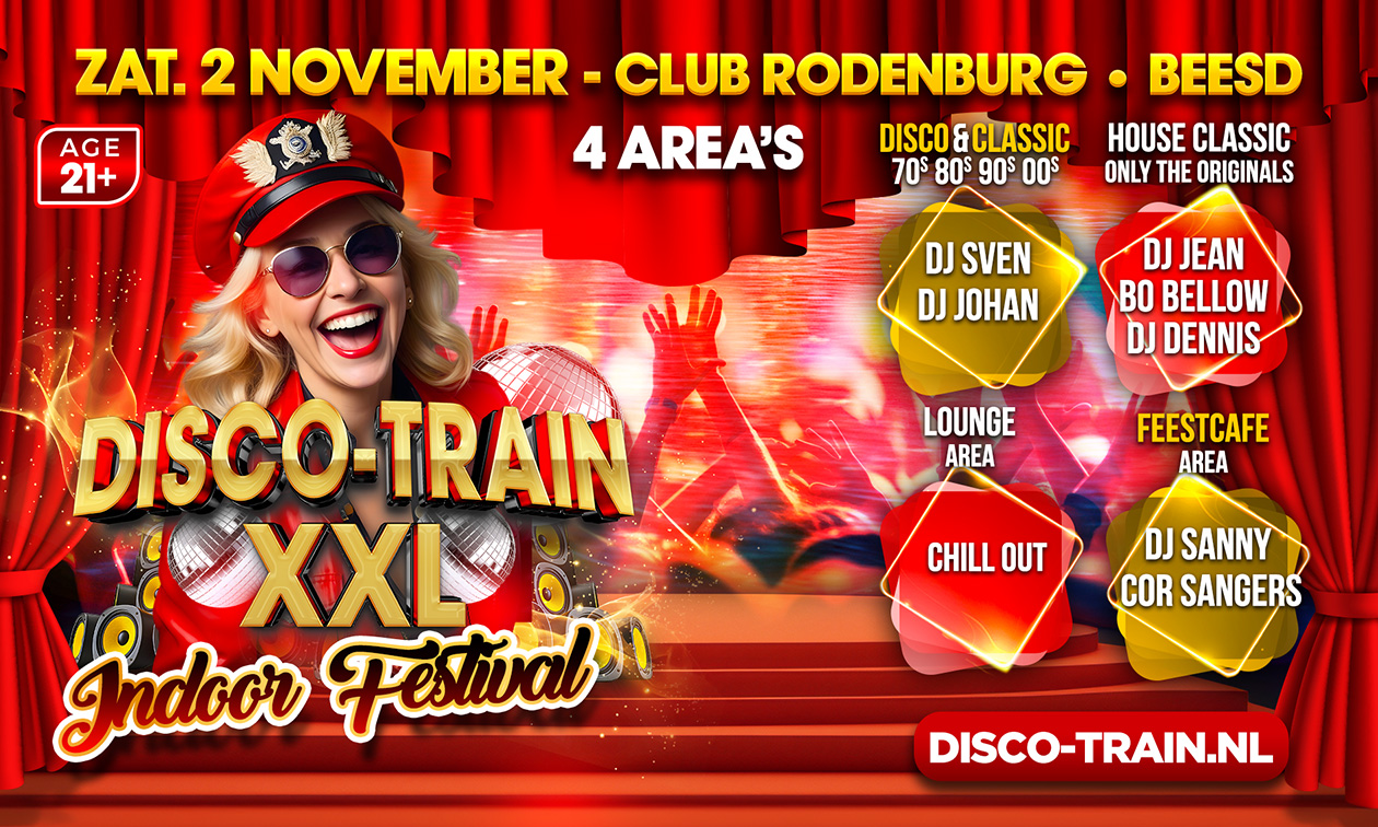 Disco-Train, Entreeticket Disco-Train indoor festival XXL bespaar 62% in Dordrecht via Social Deal