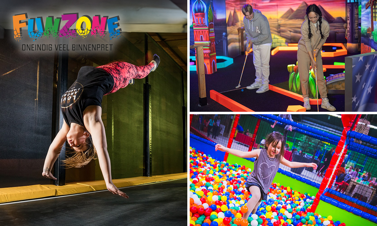 FunZone Aalsmeer, Jumpen + entree indoor speeltuin + glow-minigolf + friet met saus + ijsje bij ...