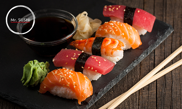 Mr. Sushi Uden, Afhalen: sushibox (32, 34 of 38 stuks) + drankje ...