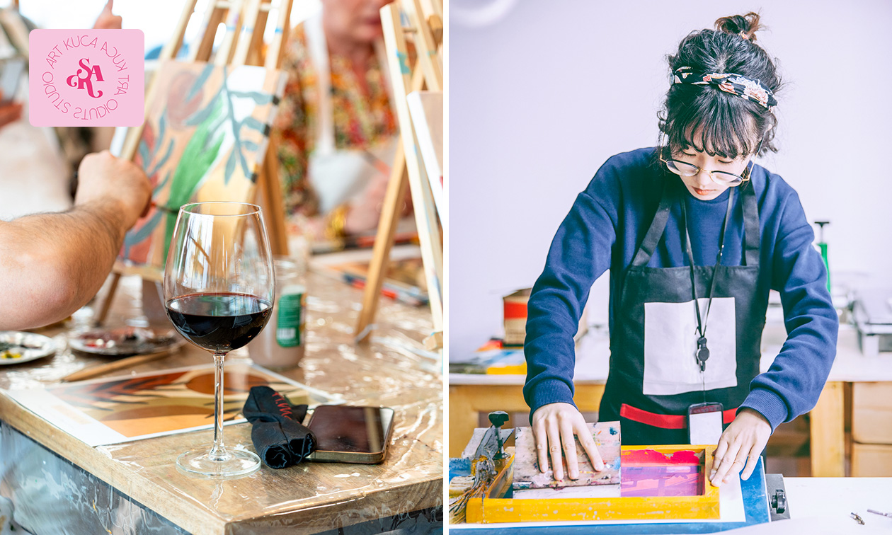 Studio Art Kuća, Sip & Paint-workshop of zeefdrukworkshop bespaar 39% ...