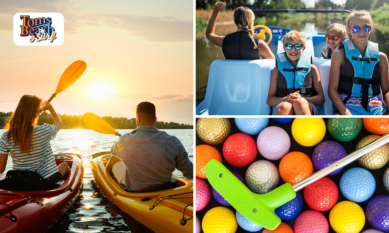 Toms Beach & Surf, Midgetgolfen, kanoën, waterfietsen, windsurfen of ...