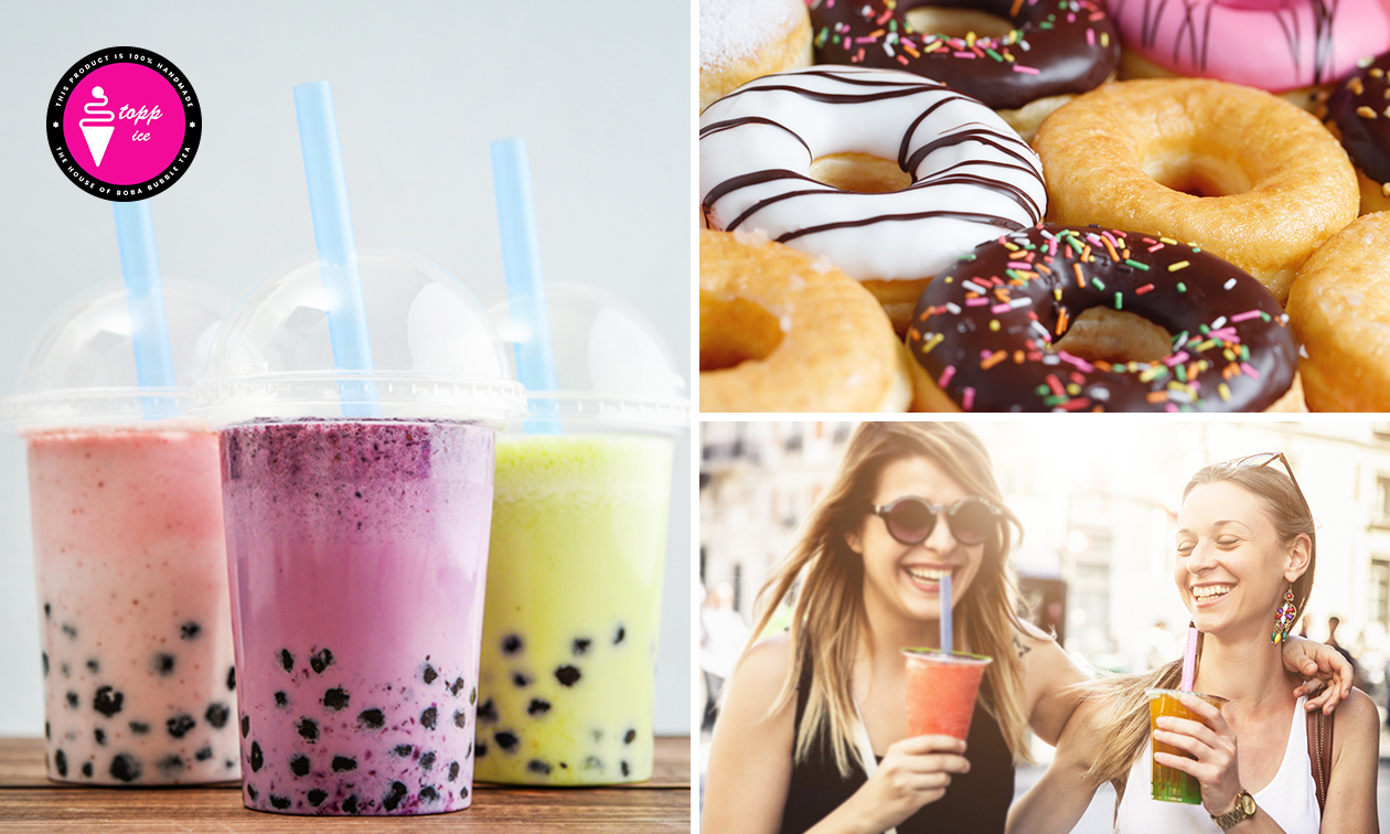 Topp Ice, Bubble tea XXL naar keuze + eventueel een donut bespaar 42% ...